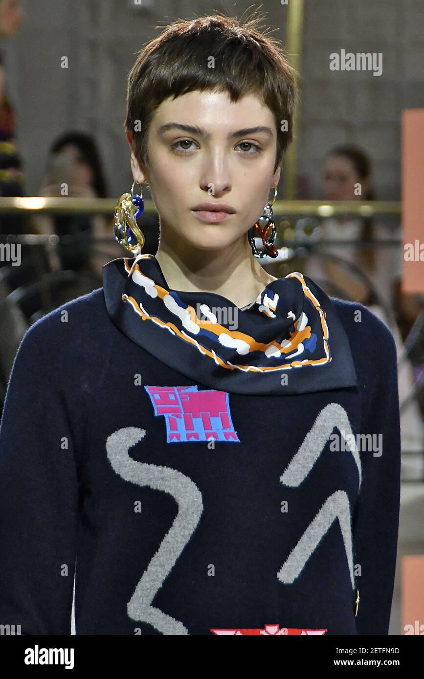 Model Lera Abova walks on the runway during the Peter Pilotto Fashion ...