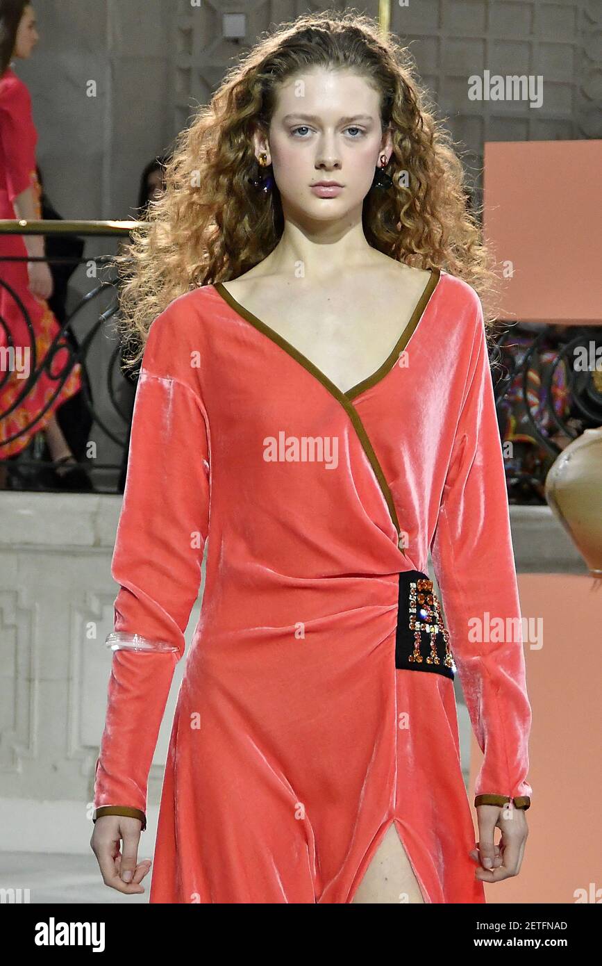 Model Erin Masson walks on the runway during the Peter Pilotto Fashion ...
