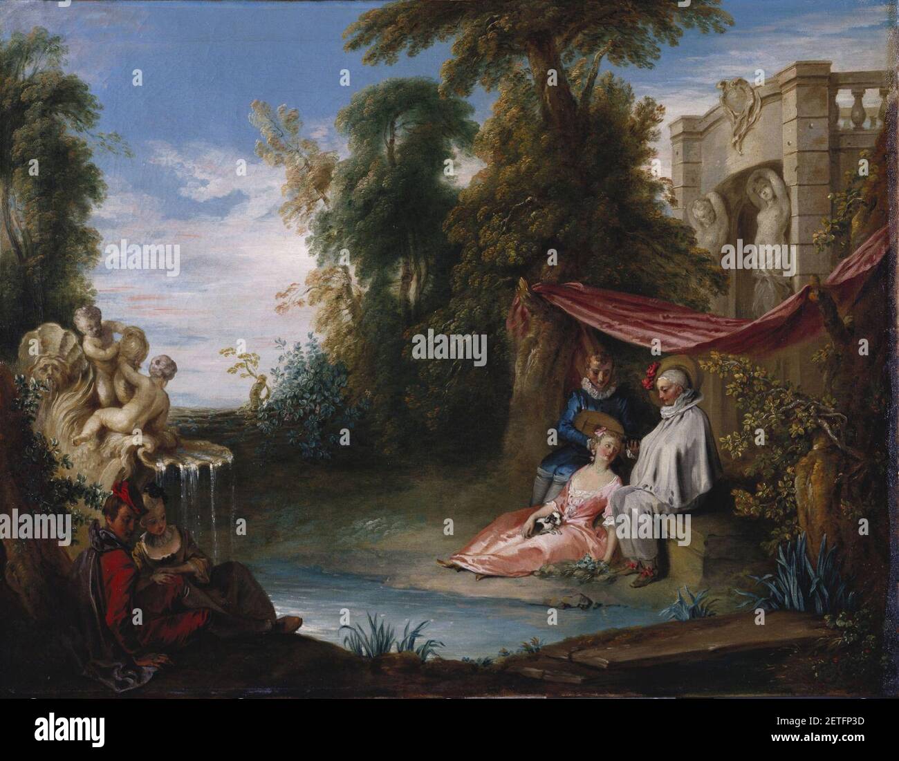 Philippe Mercier (1689-1760) - Comedians by a Fountain Stock Photo - Alamy