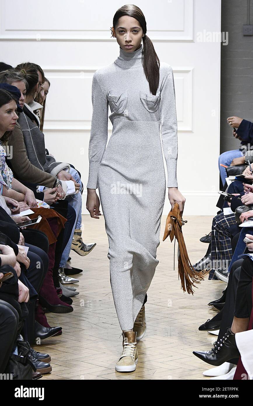 Model Yasmin Wijnaldum walks on the runway during the J.W. Anderson Fashion Show at FW17 held at ...
