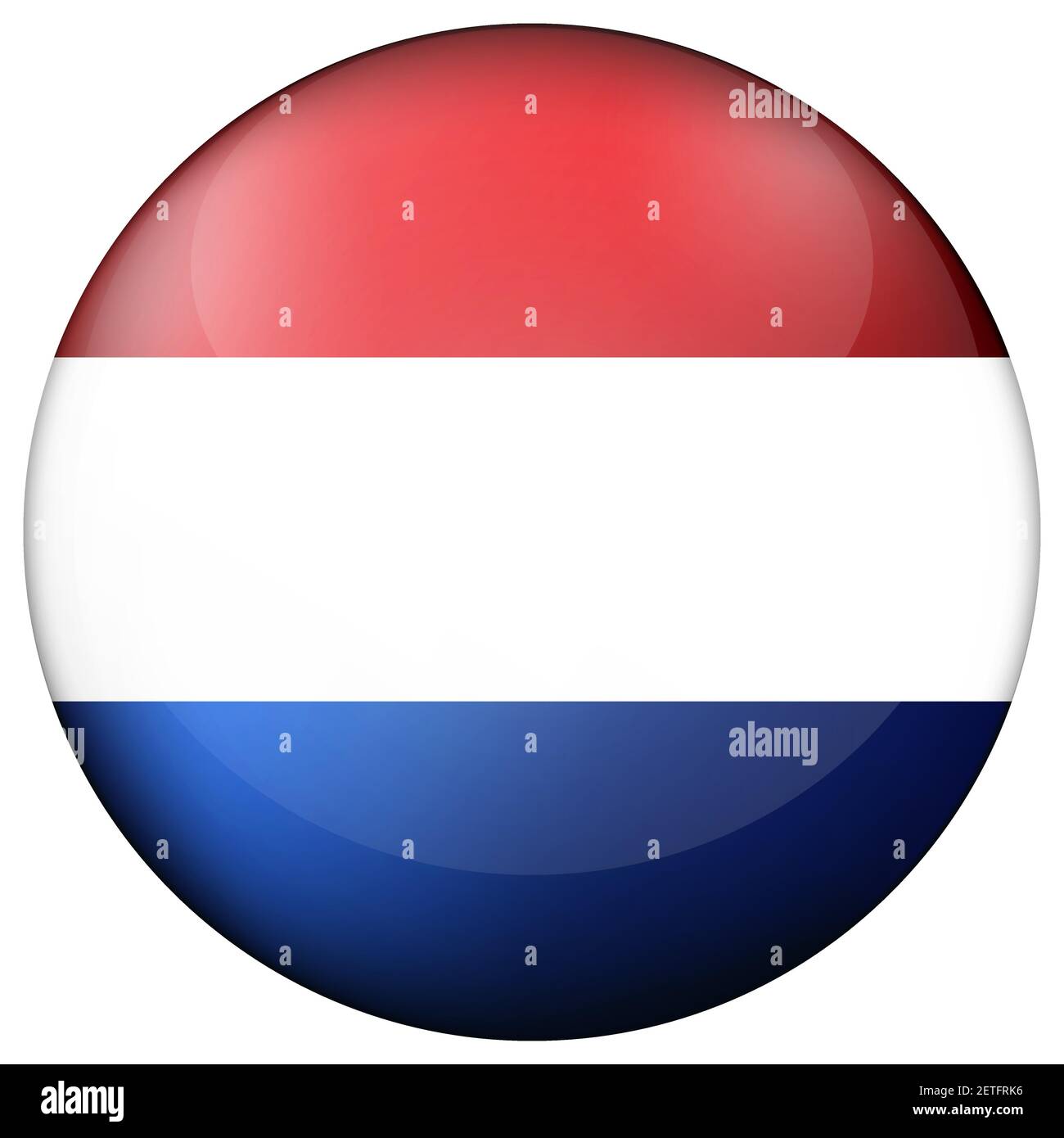 Glass light ball with flag of Netherlands. Round sphere, template icon ...