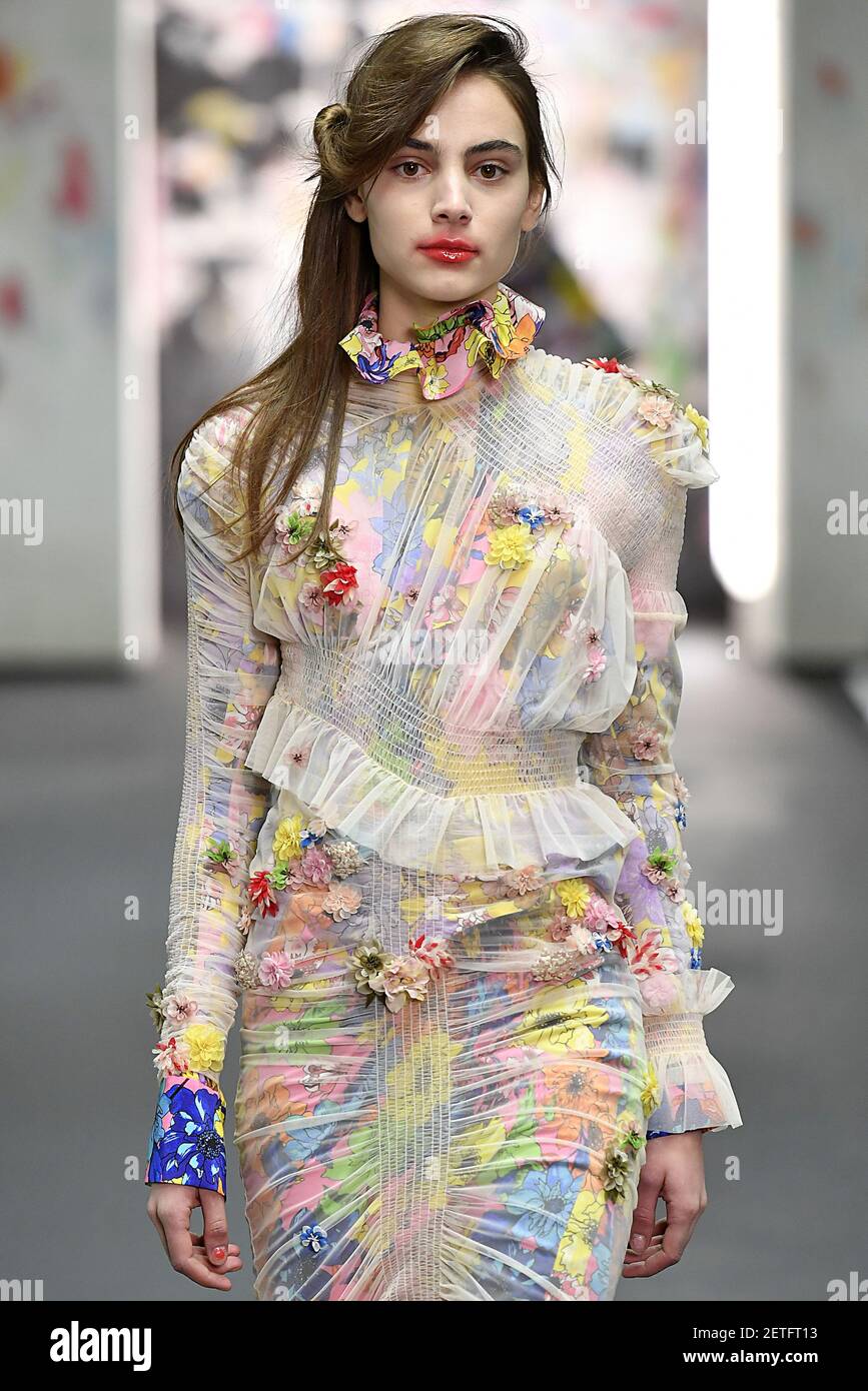 Model Romy Schonberger walks on the runway during the Preen by Thornton ...