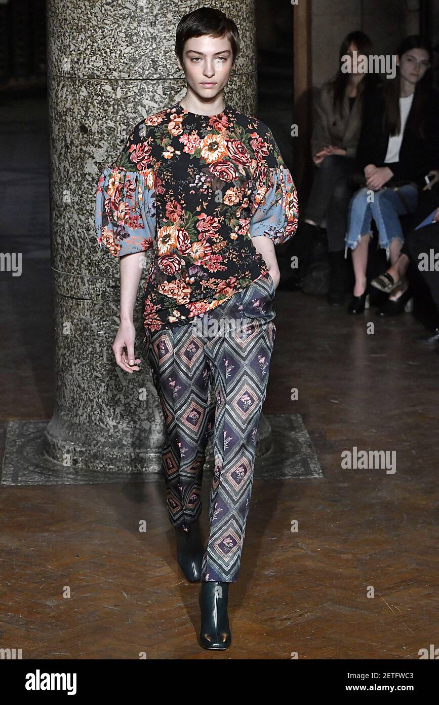 Model Lera Abova walks on the runway during the Emilia Wickstead ...