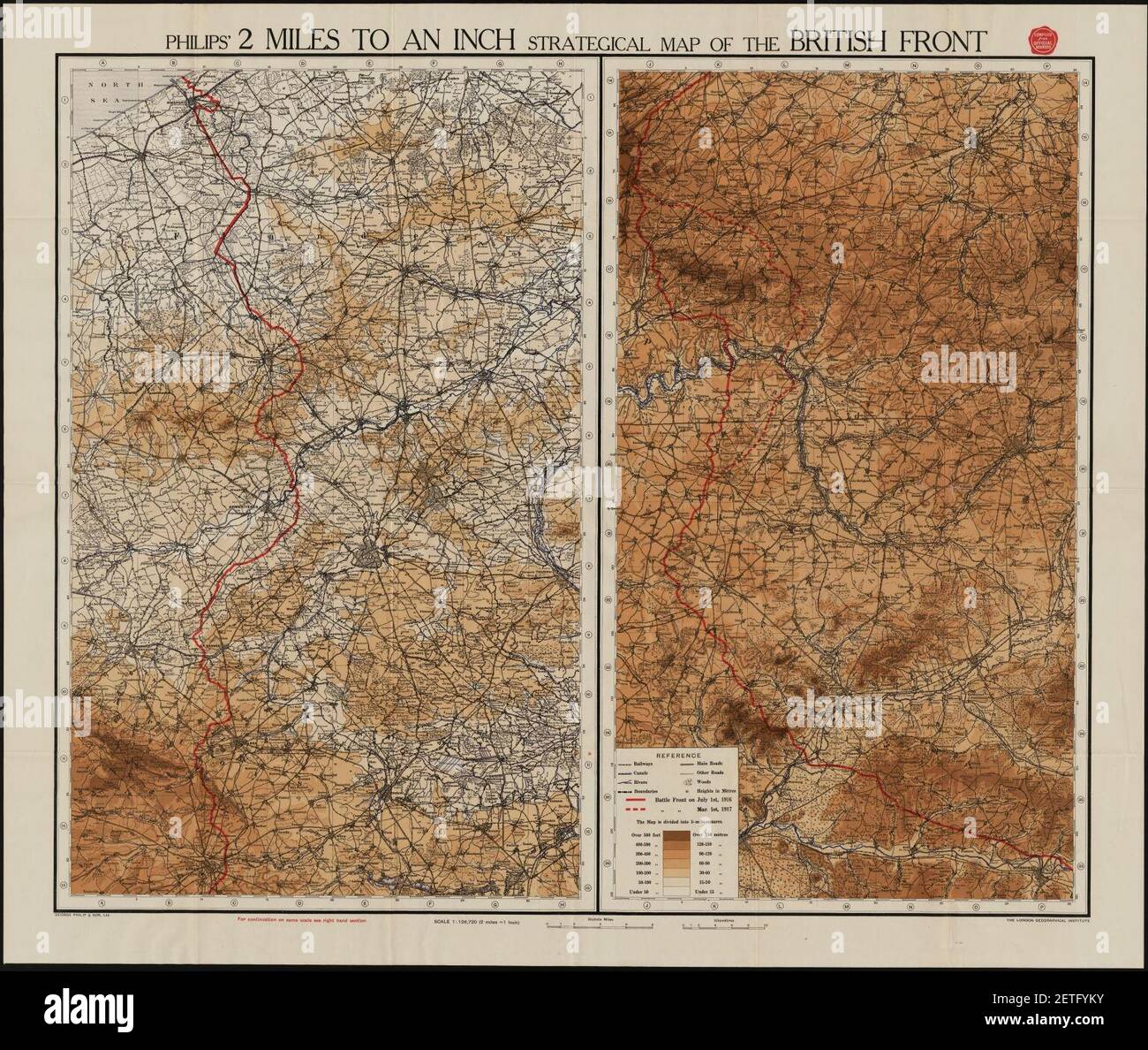 Philips' 2 miles to an inch strategical map of the British Front ...