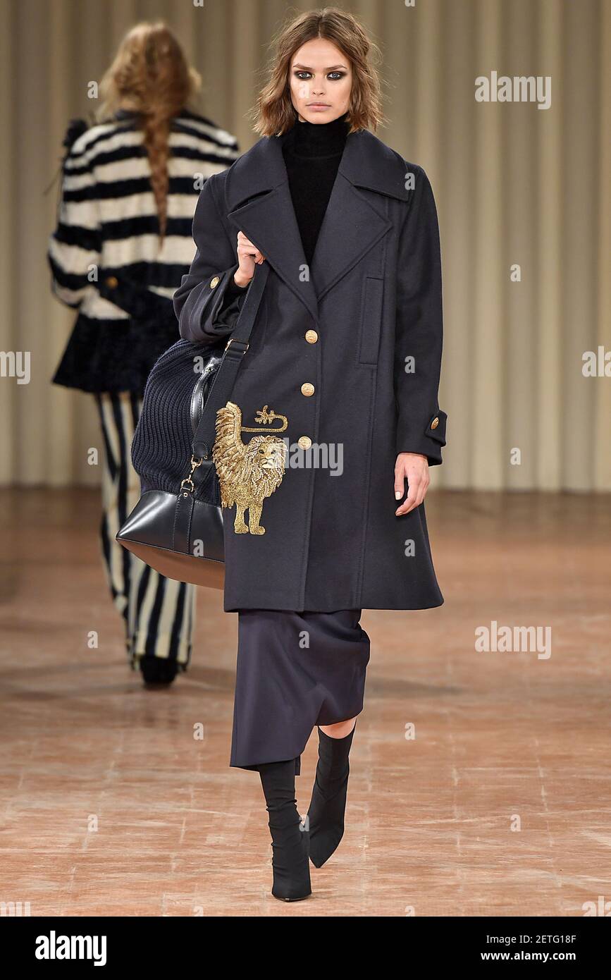 Birgit Kos walks on the runway during the Alberta Ferretti Fashion Show ...