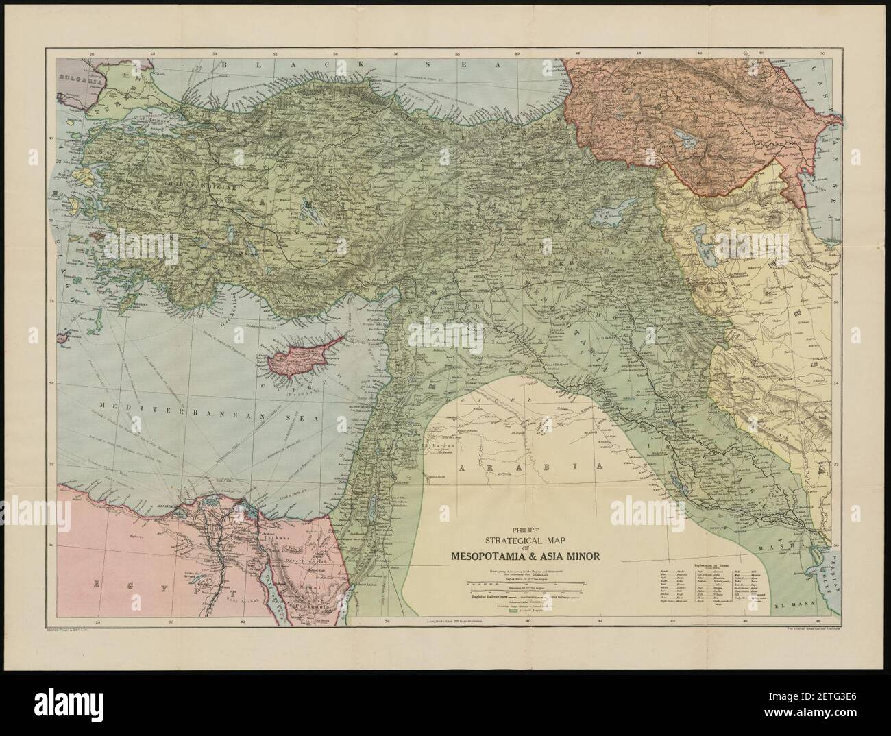 Philips' strategical map of Mesopotamia & Asia Minor (5008429 Stock ...