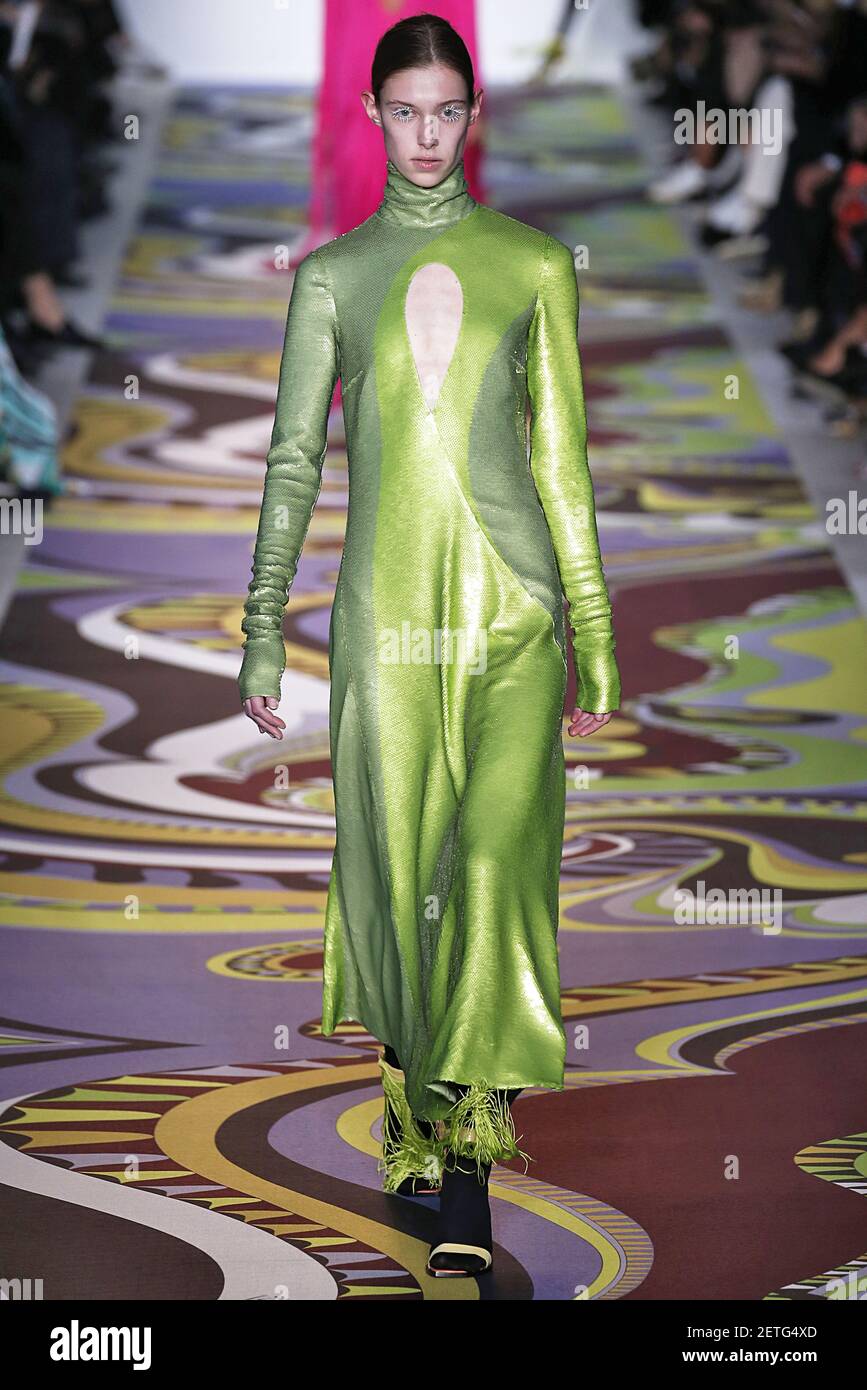 A model walks the runway at the Emilio Pucci show during Milan Fashion ...