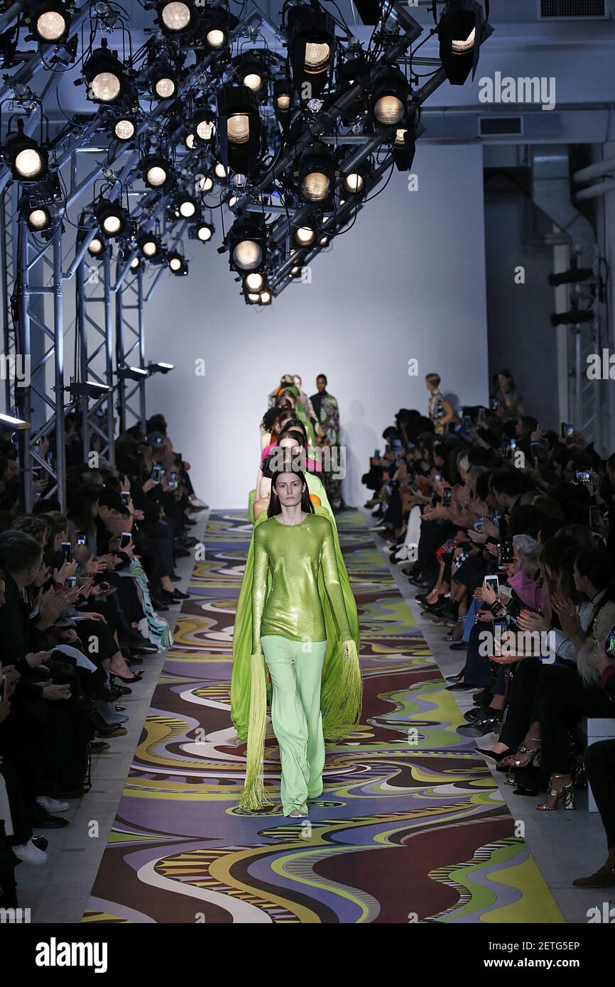 A model walks the runway at the Emilio Pucci show during Milan Fashion ...