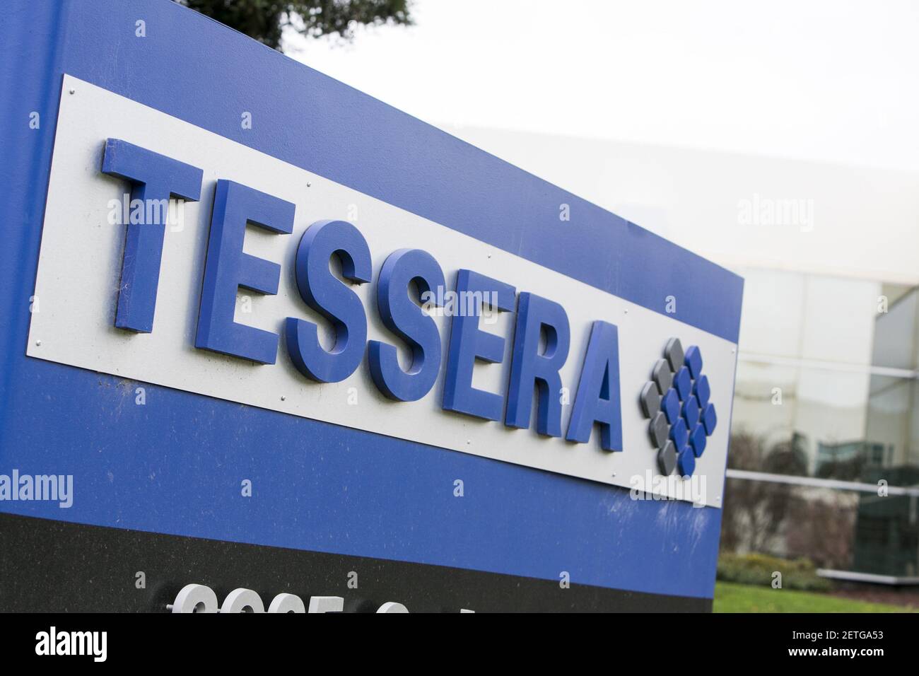 A logo sign outside of the headquarters of Tessera Technologies in San ...