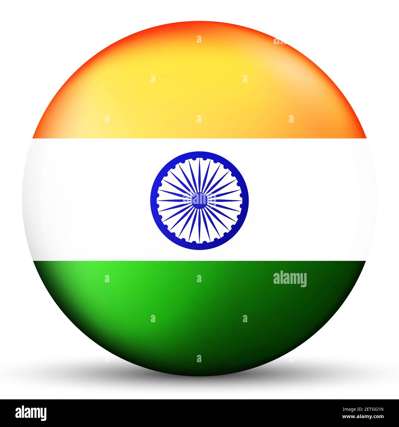 Glass light ball with flag of India. Round sphere, template icon ...