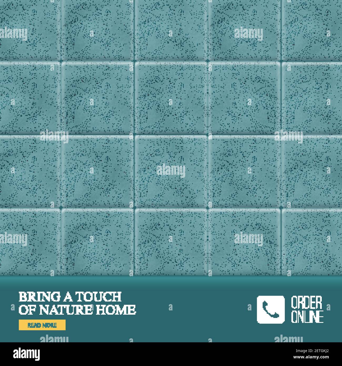 Realistic ceramic floor tiles background with bring a touch of nature ...