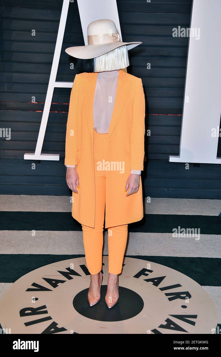 Sia walking the red carpet at the 2017 Vanity Fair Oscar Party hosted ...