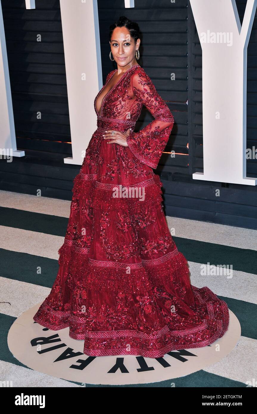 Tracee Ellis Ross walking the red carpet at the 2017 Vanity Fair Oscar ...