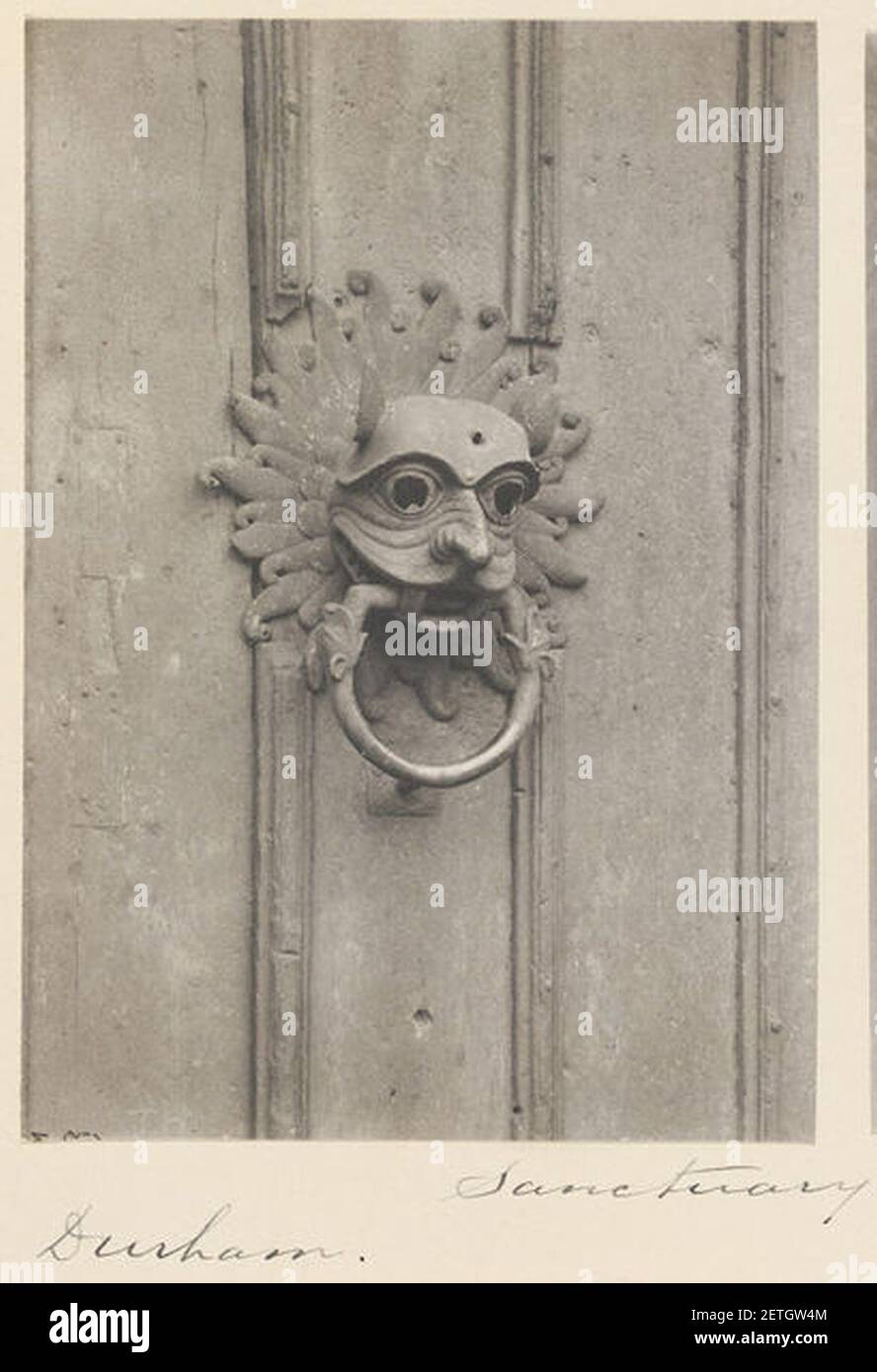 Photograph of the Sanctuary knocker on the door of Durham Cathedral ...