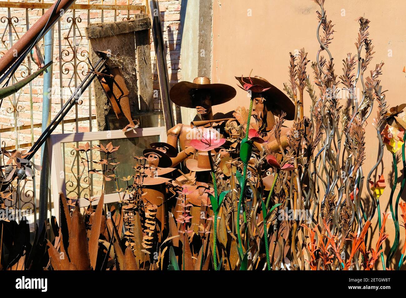 Traditional metal work and folk art at a Mexican curios shop in Los ...