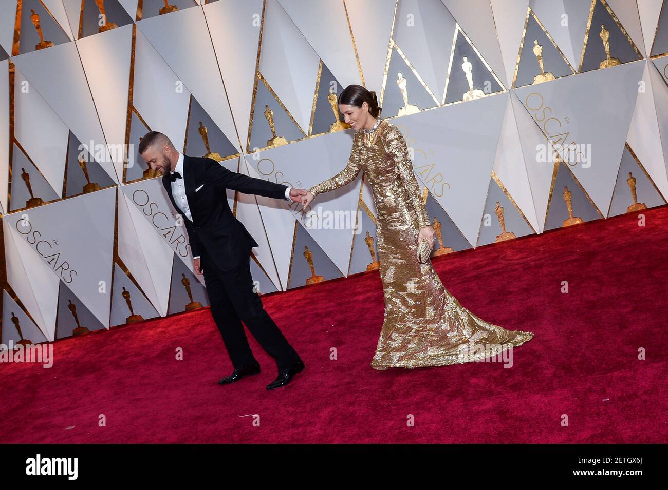 Justin Timberlake and Jessica Biel walking the red carpet during the ...