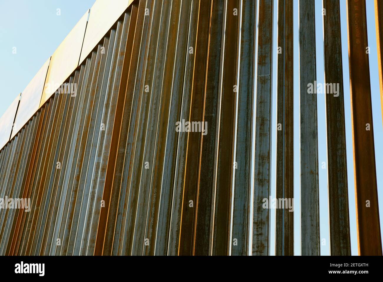 U.S.-Mexico border wall at the Andrade, California and Los Algodones ...
