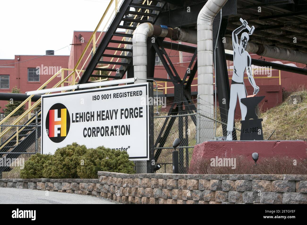 A logo sign outside of a facility occupied by the Lehigh Heavy Forge ...