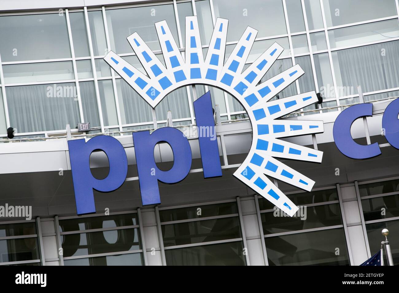 A logo sign outside of PPL Center in Allentown, Pennsylvania on ...