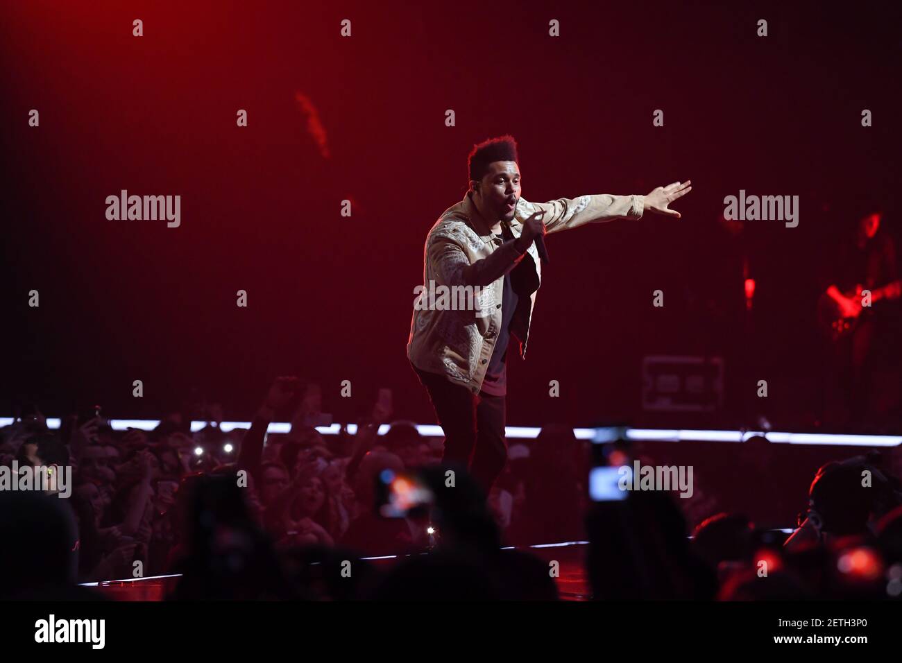 The Weeknd in concert at Paris Bercy AccorHotels Arena on February 28 ...