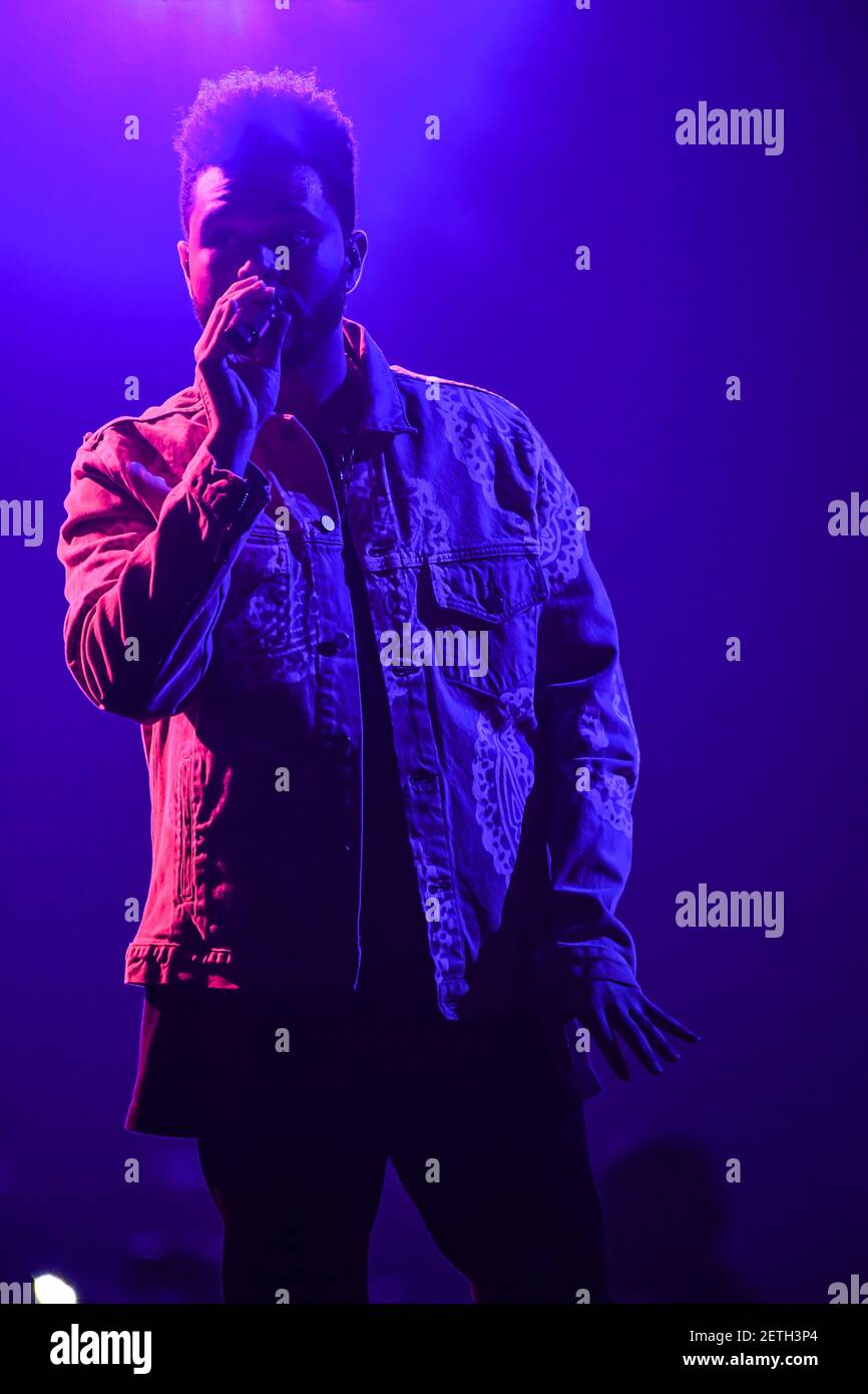 The Weeknd in concert at Paris Bercy AccorHotels Arena on February 28 ...