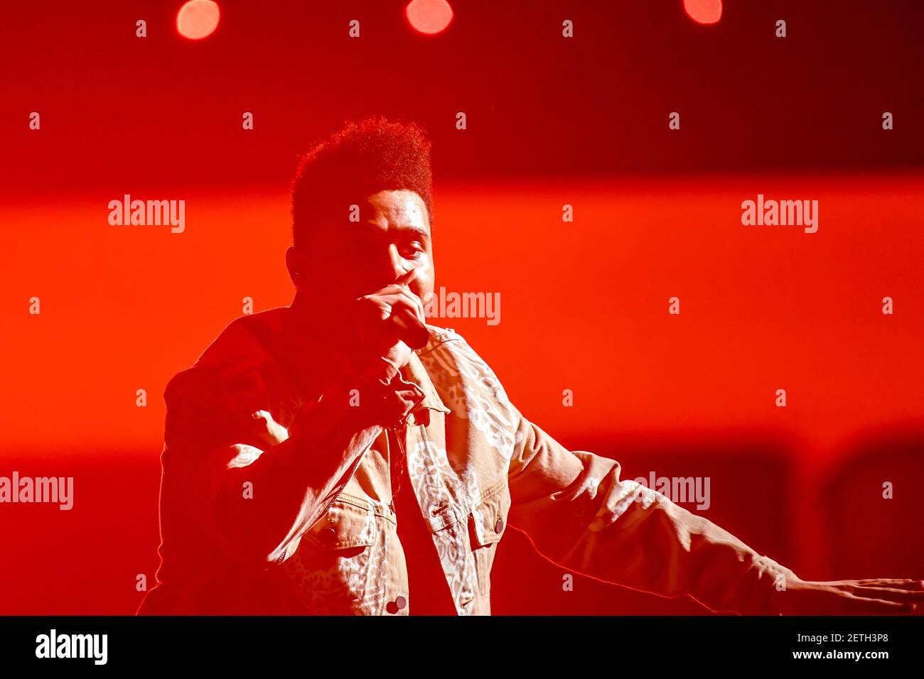 The Weeknd in concert at Paris Bercy AccorHotels Arena on February 28 ...