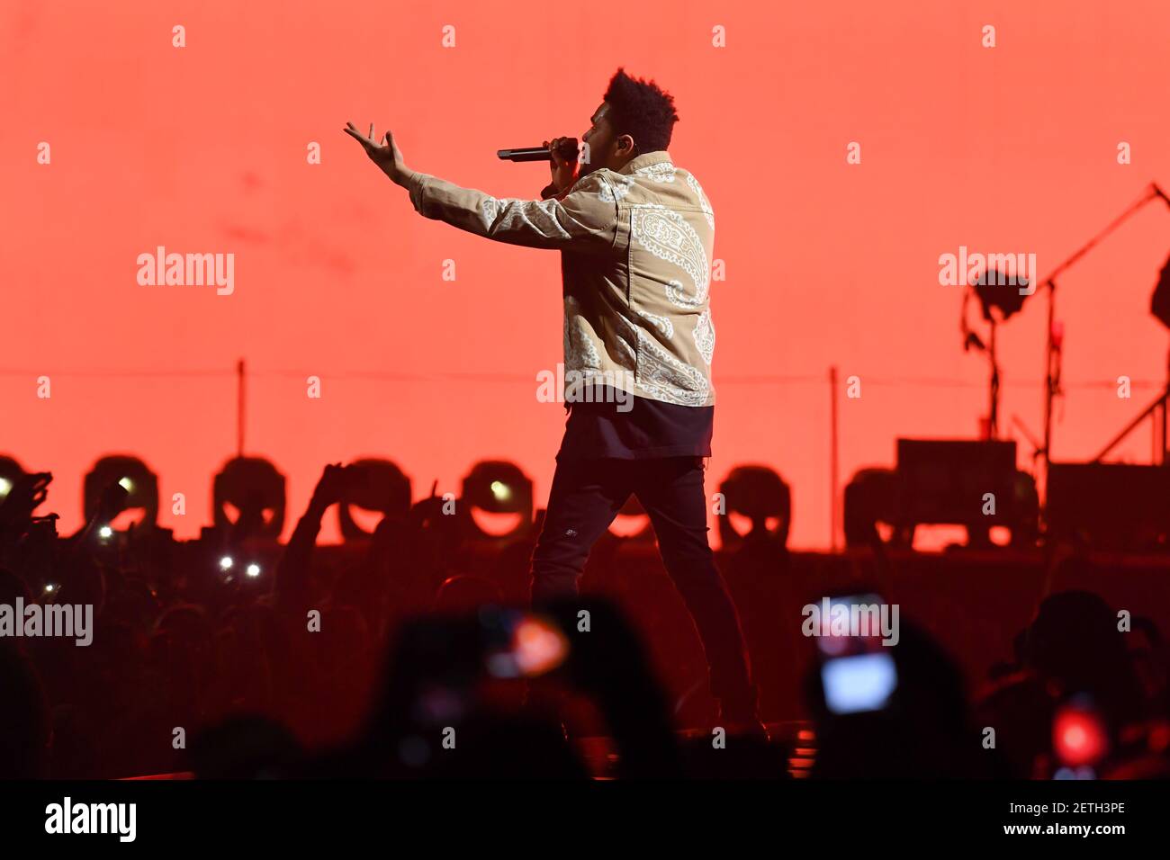 The Weeknd in concert at Paris Bercy AccorHotels Arena on February 28 ...