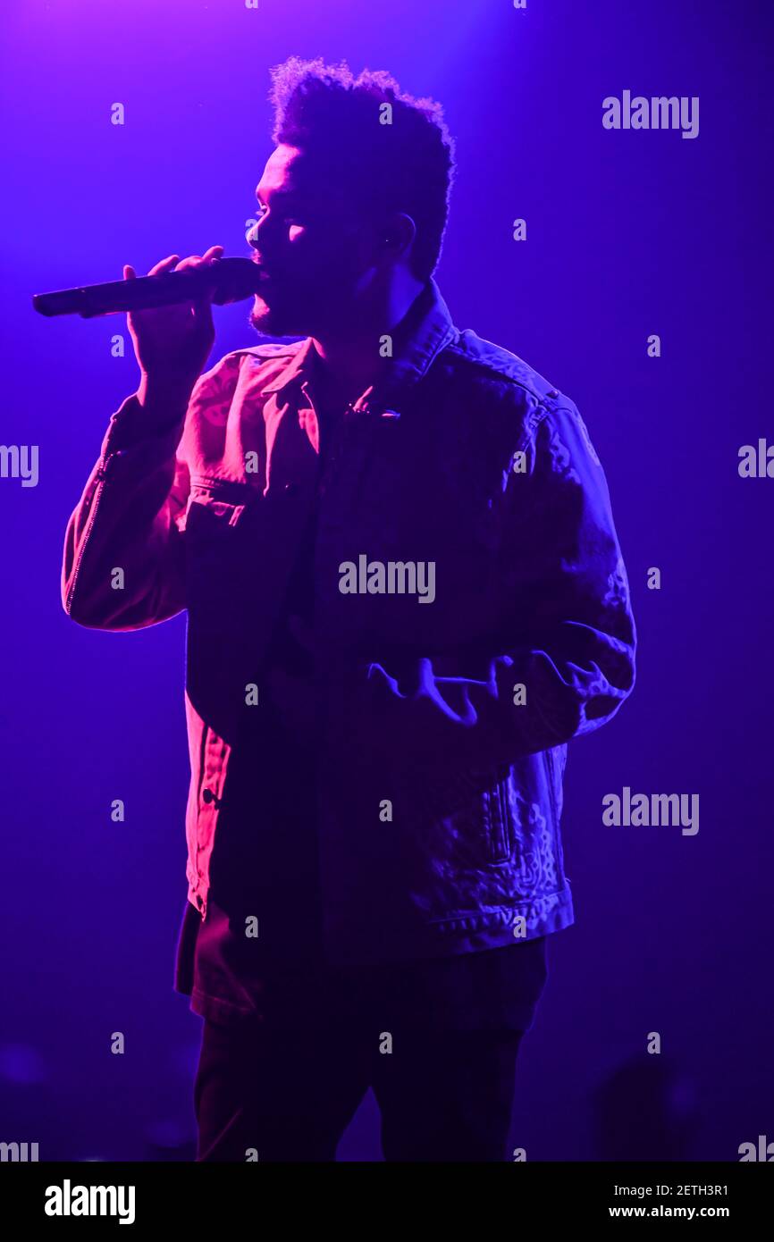 The Weeknd in concert at Paris Bercy AccorHotels Arena on February 28 ...