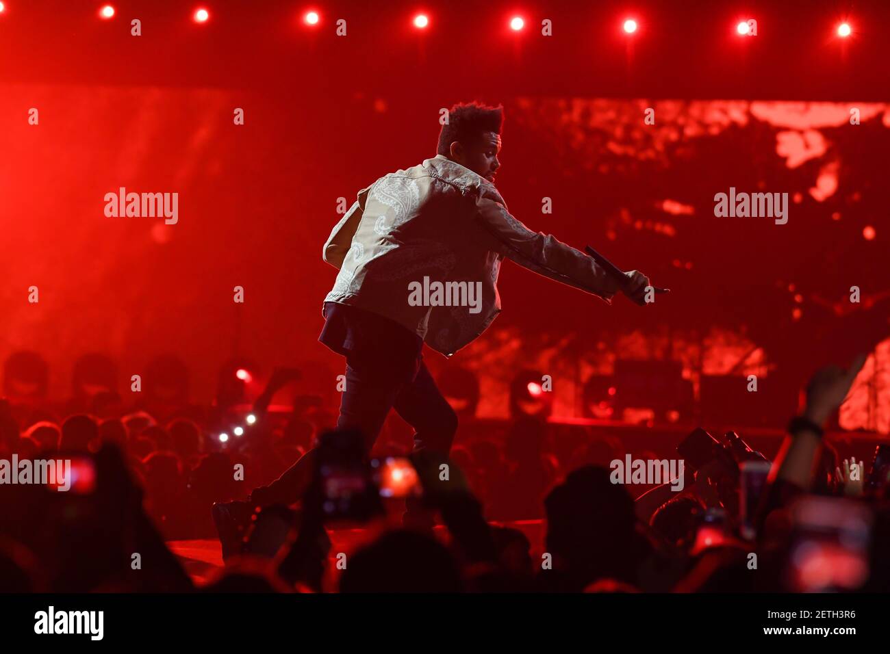 The Weeknd in concert at Paris Bercy AccorHotels Arena on February 28 ...