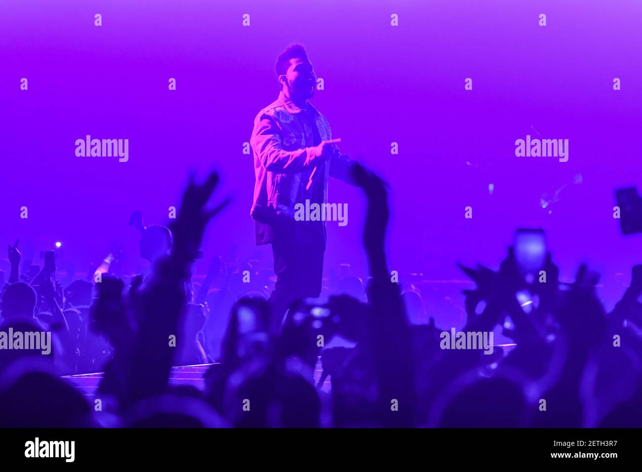 The Weeknd in concert at Paris Bercy AccorHotels Arena on February 28 ...
