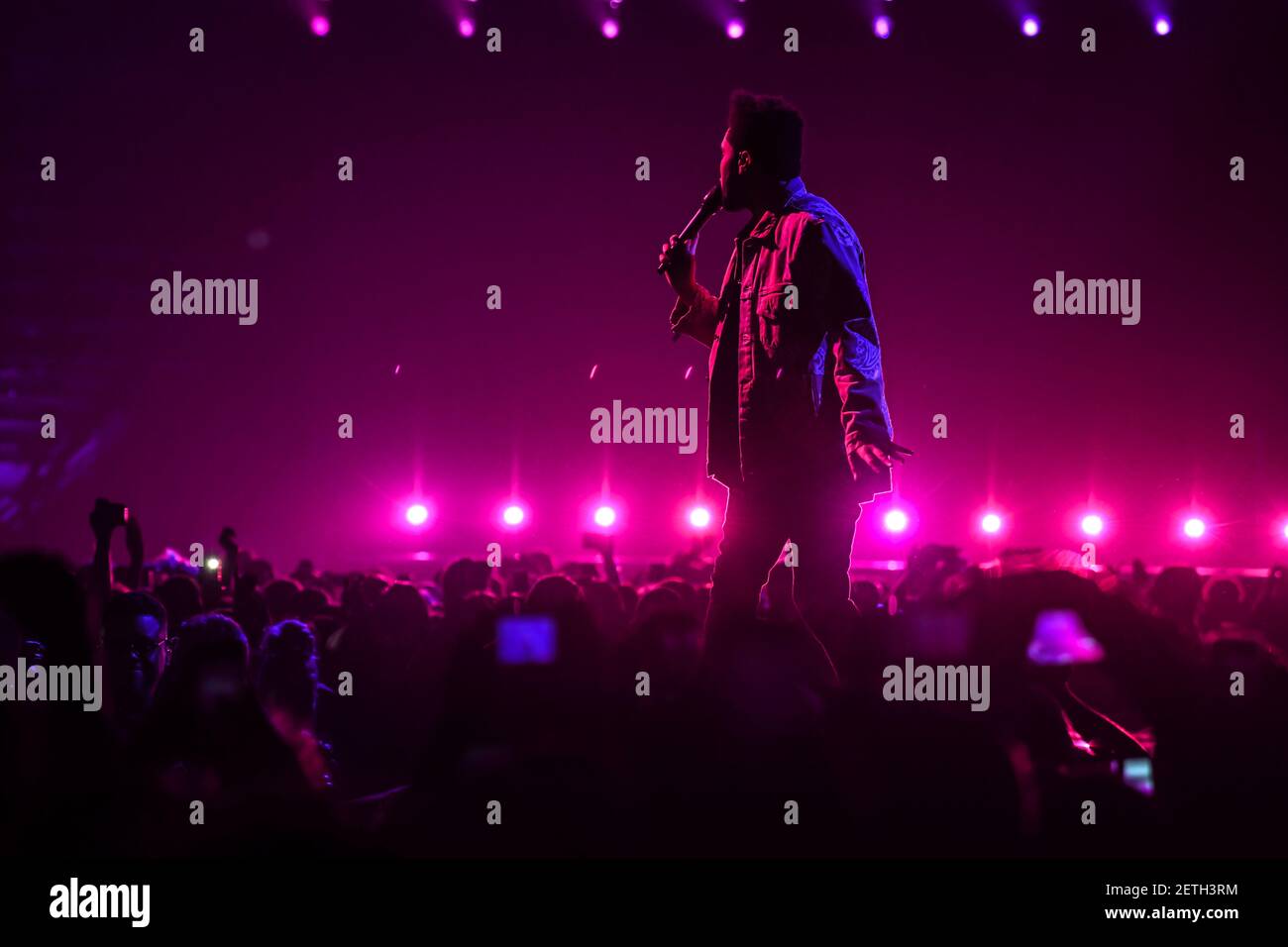 The Weeknd in concert at Paris Bercy AccorHotels Arena on February 28 ...