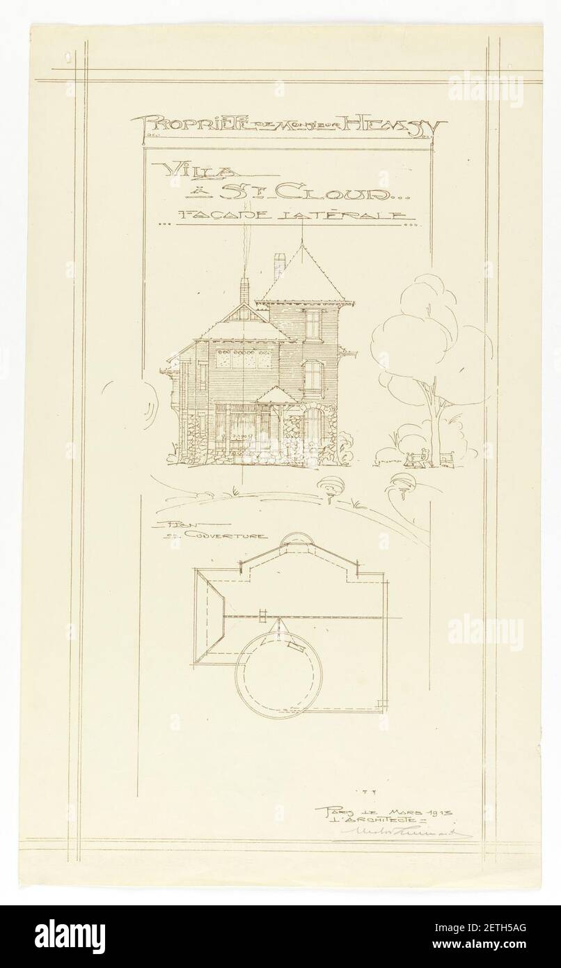 Photostat, Villa of M. Hemsy, St. Cloud, Facade Laterale, 1913 Stock ...