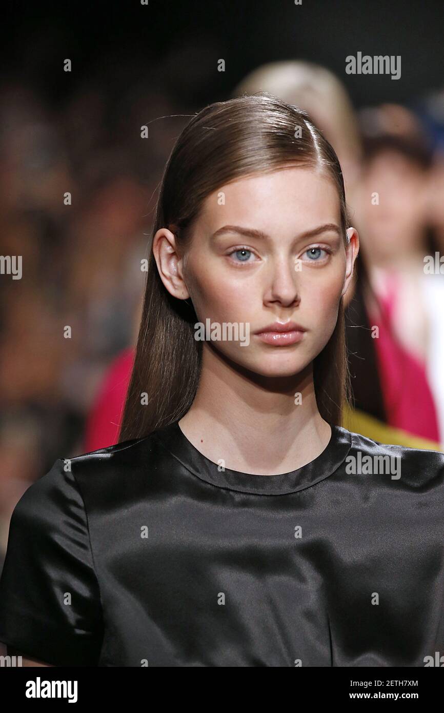 A model walks the runway at the Guy Laroche show during Paris Fashion ...