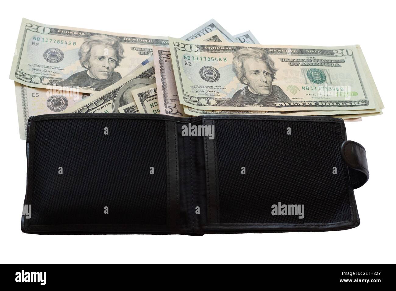 Background of hundred-dollar bills, the texture of dollars. A stack of ...