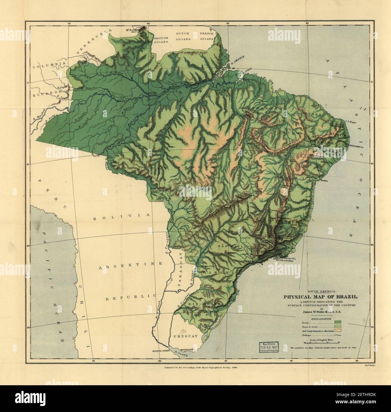 Physical map of Brazil Stock Photo - Alamy