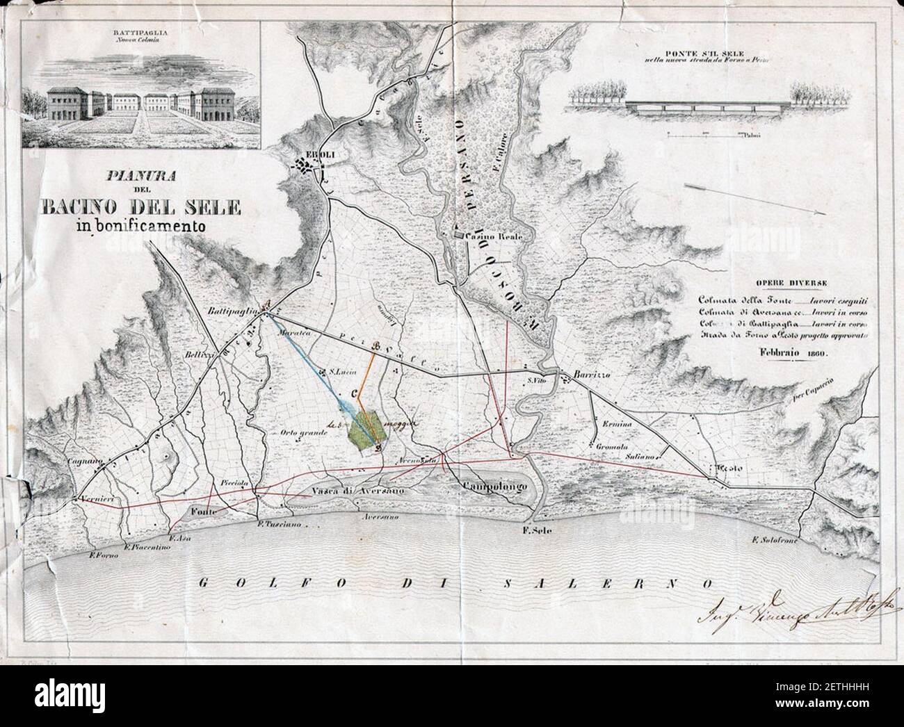 Pianta bacino Sele in bonificamento Stock Photo - Alamy