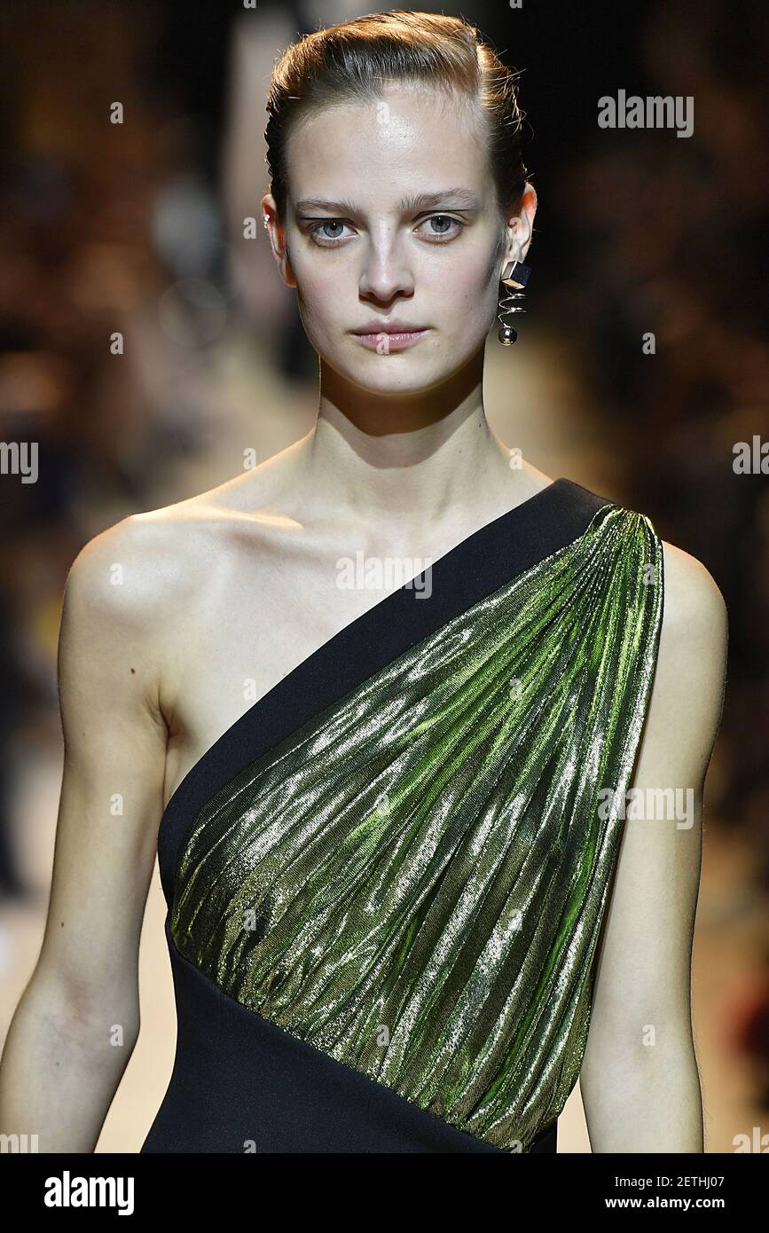 Model Ine Neefs walks on the runway during the Mugler Fashion Show at ...