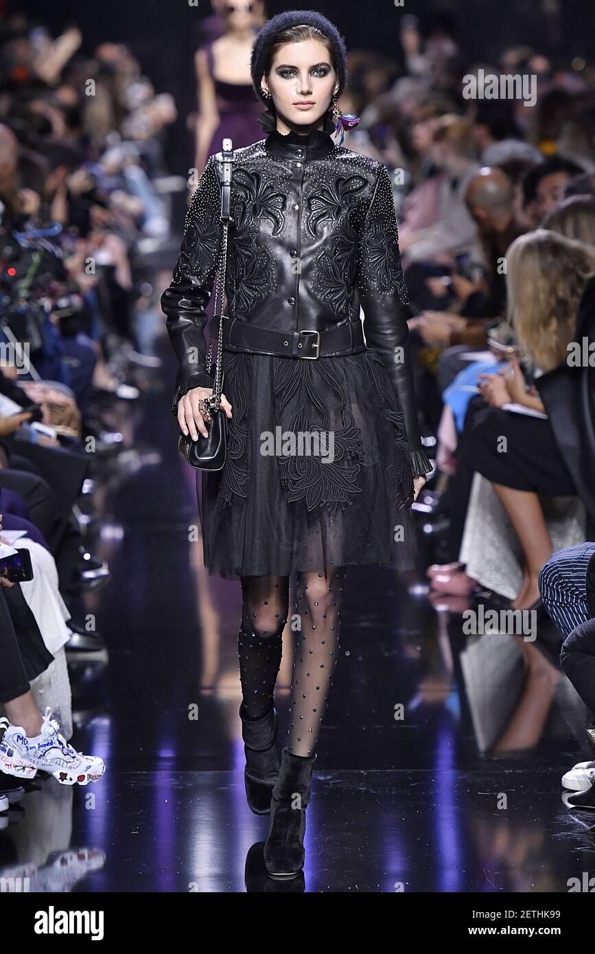 Model Valery Kaufman walks on the runway during the Elie Saab Fashion ...