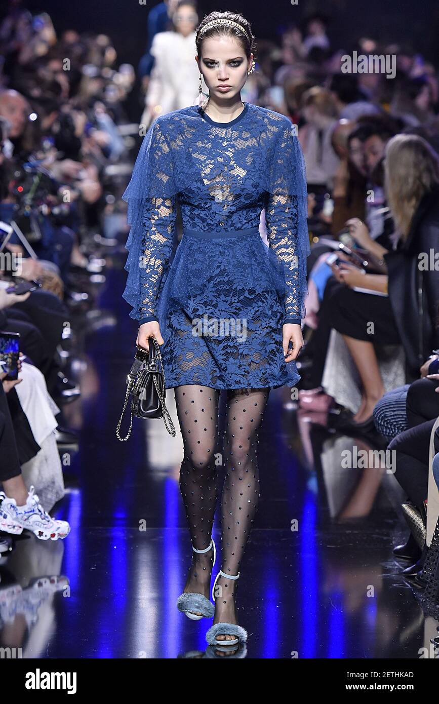 Model Sara Witt walks on the runway during the Elie Saab Fashion Show ...