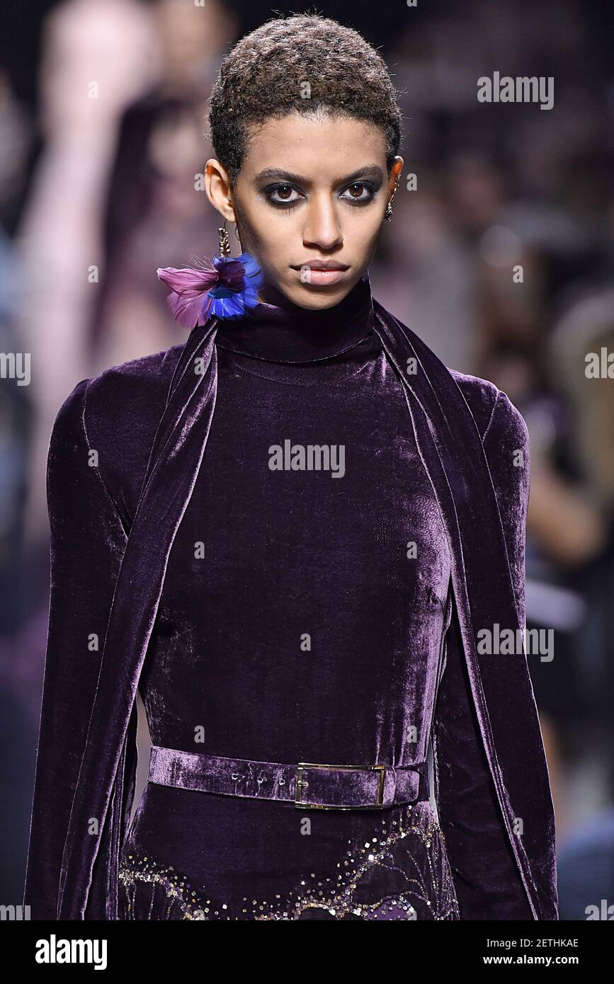 Model Jourdana Phillips walks on the runway during the Elie Saab ...