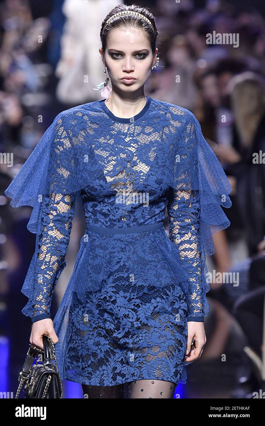Model Sara Witt walks on the runway during the Elie Saab Fashion Show ...