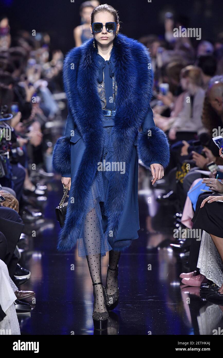 Model Odette Pavlova walks on the runway during the Elie Saab Fashion ...