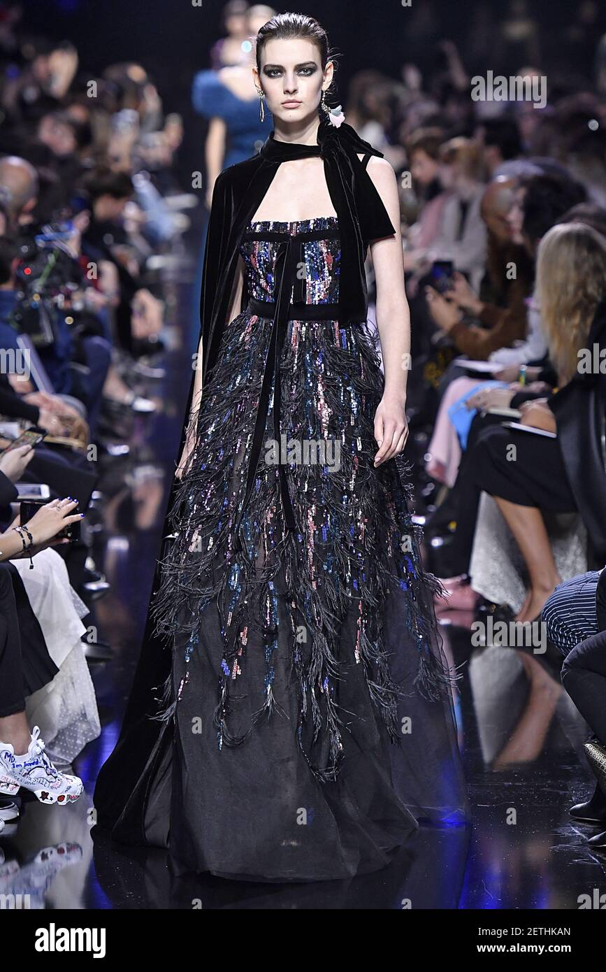 Model Marie Damian walks on the runway during the Elie Saab Fashion ...