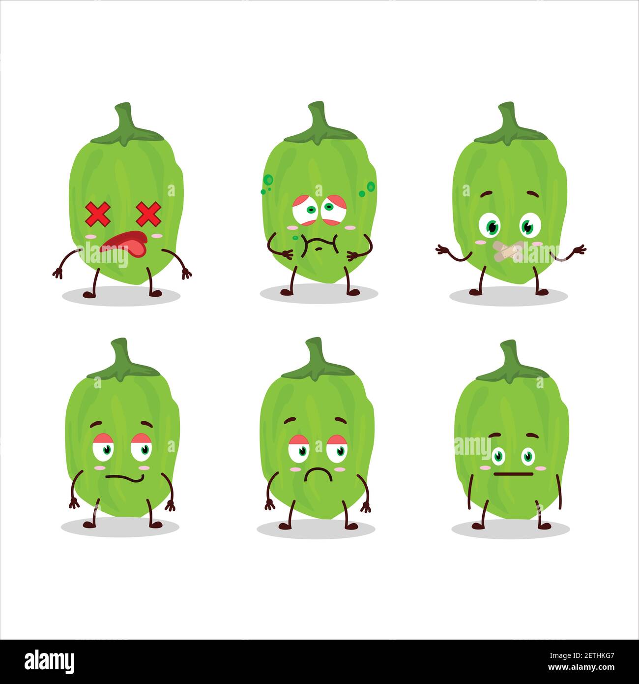 Green habanero cartoon character with nope expression. Vector ...