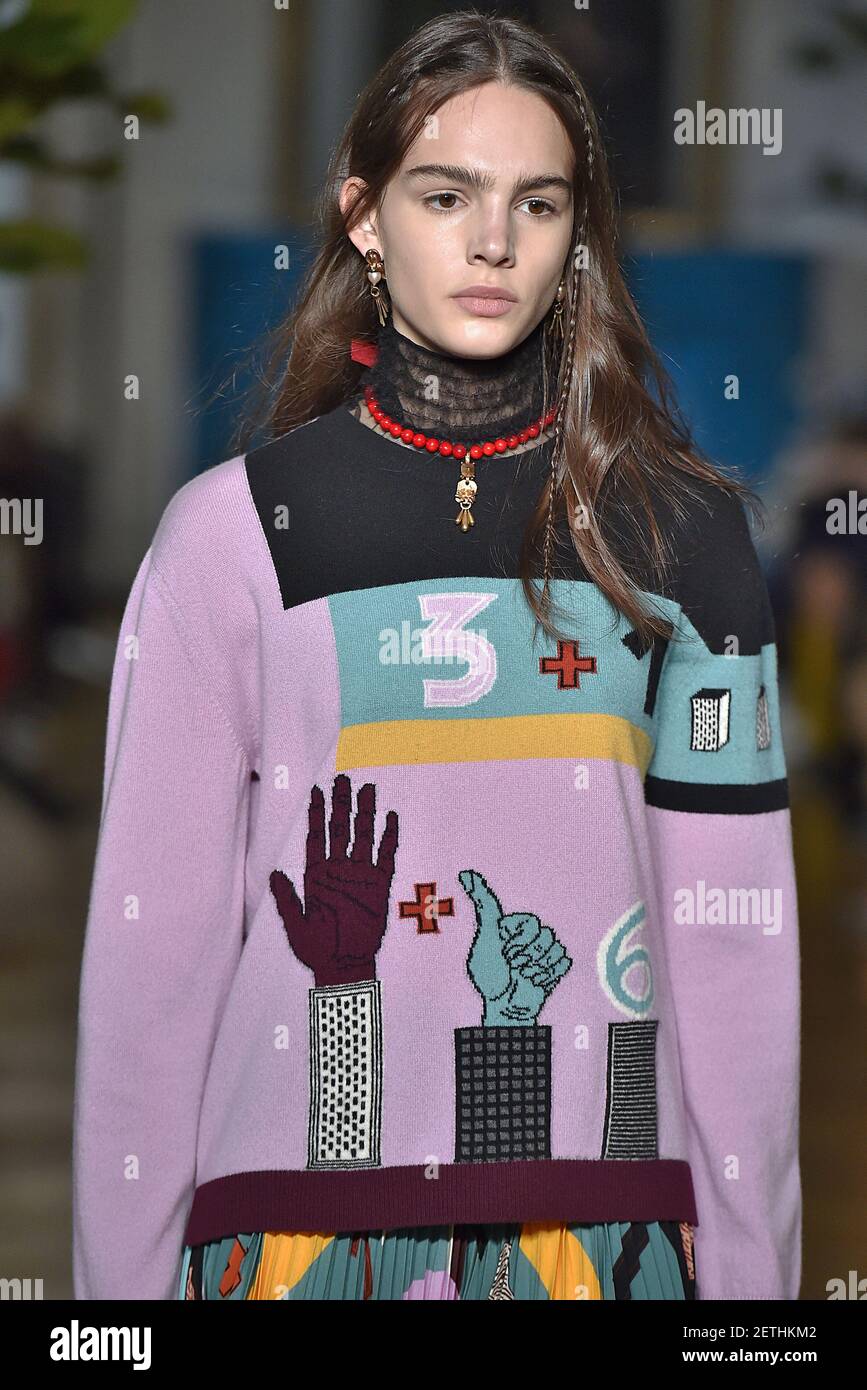 Model Matilde Buoso walks on the runway during the Valentino Fashion ...