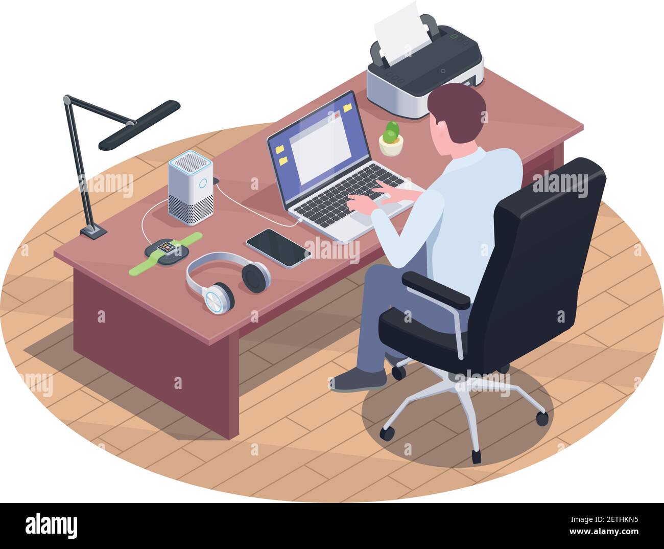 Modern devices composition with isometric image of modern workplace ...