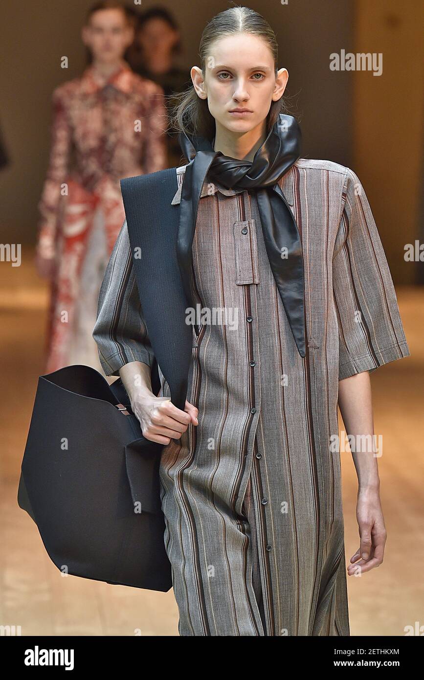 Model walks on the runway during the Celine Fashion Show at FW17 held ...
