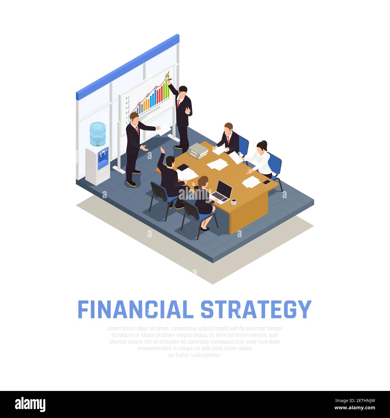 Investment strategies of fund managers isometric composition with ...
