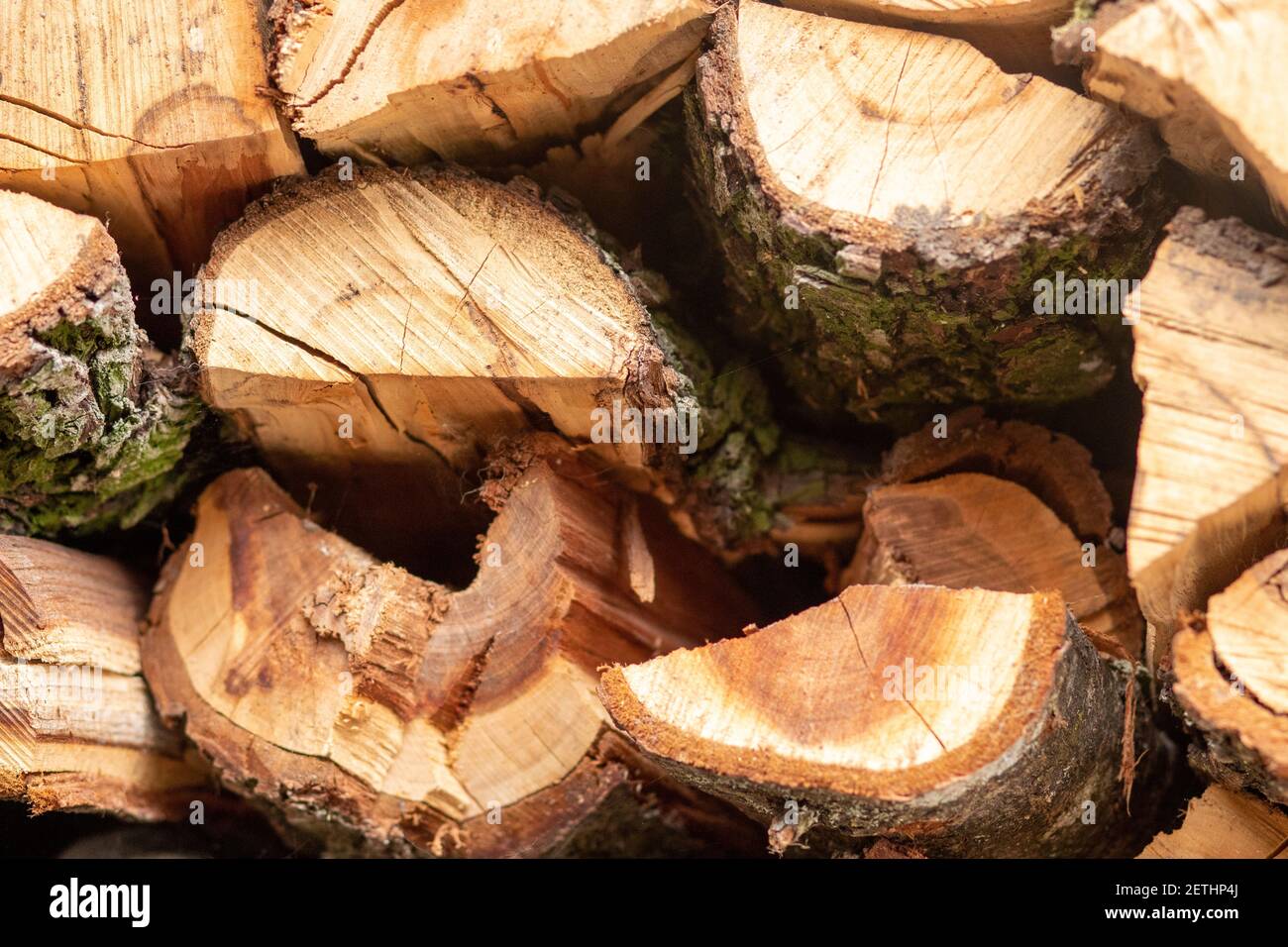 Background of chopped wood. Firewood for kindling the fireplace. Wood ...