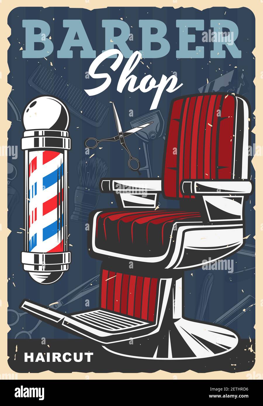Barber shop retro poster. Mens hairdresser, haircut stylist salon ...